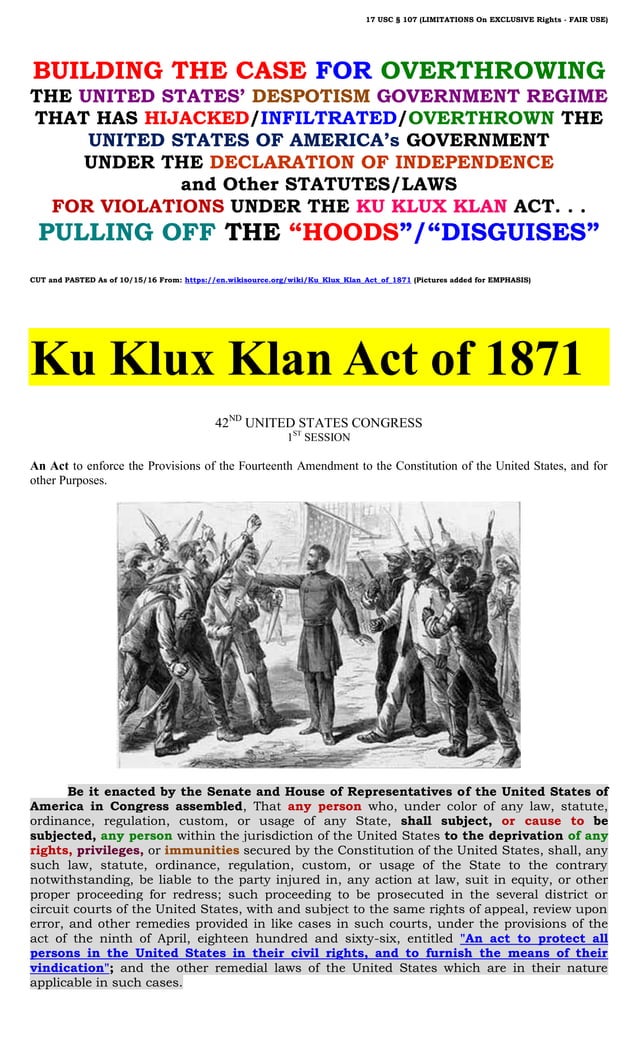 KU KLUX KLAN ACT OF 1871-OVERTHROWING DESPOTISM. . . | PDF