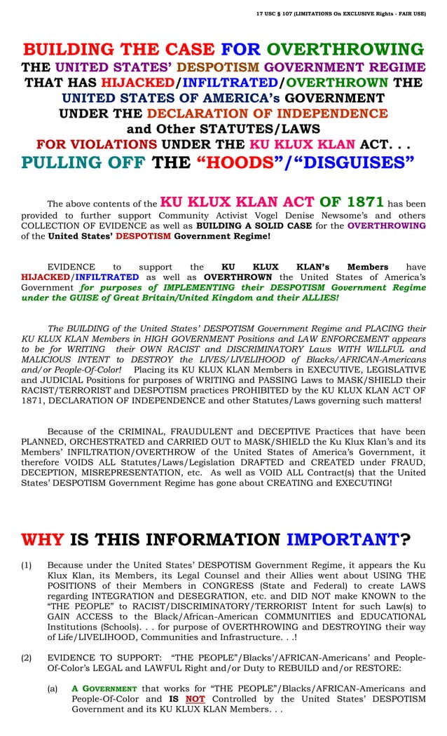 KU KLUX KLAN ACT OF 1871-OVERTHROWING DESPOTISM. . . | PDF