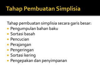 SIMPLISIA DAN PENGUJIAN MUTU | PPT
