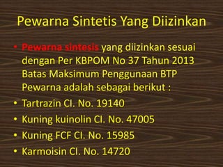 BAHAN PEWARNA SINTETIS | PPT
