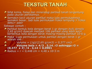 kuliah fisika tanah materi dari dasar dasar ilmu tanah | PPT