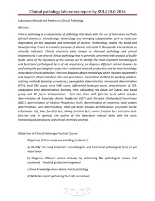 Clinical Pathology Laboratory Report by Kula Jilo 2016 | PDF