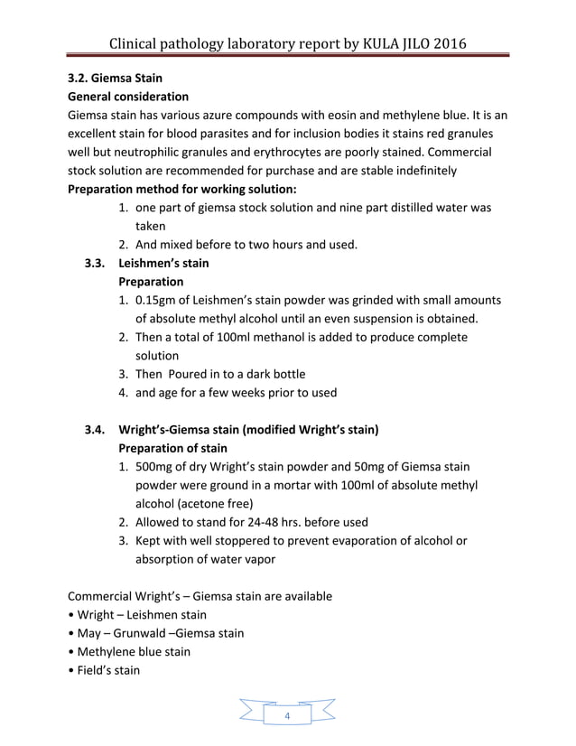 Clinical Pathology Laboratory Report by Kula Jilo 2016 | PDF