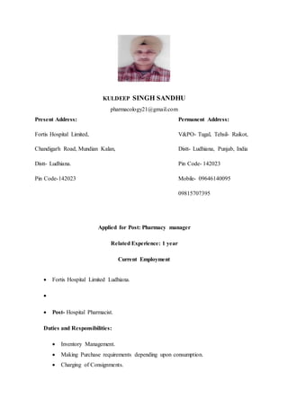 Kuldeep resume | DOCX | Herbs and Supplements | Alternative Medicine