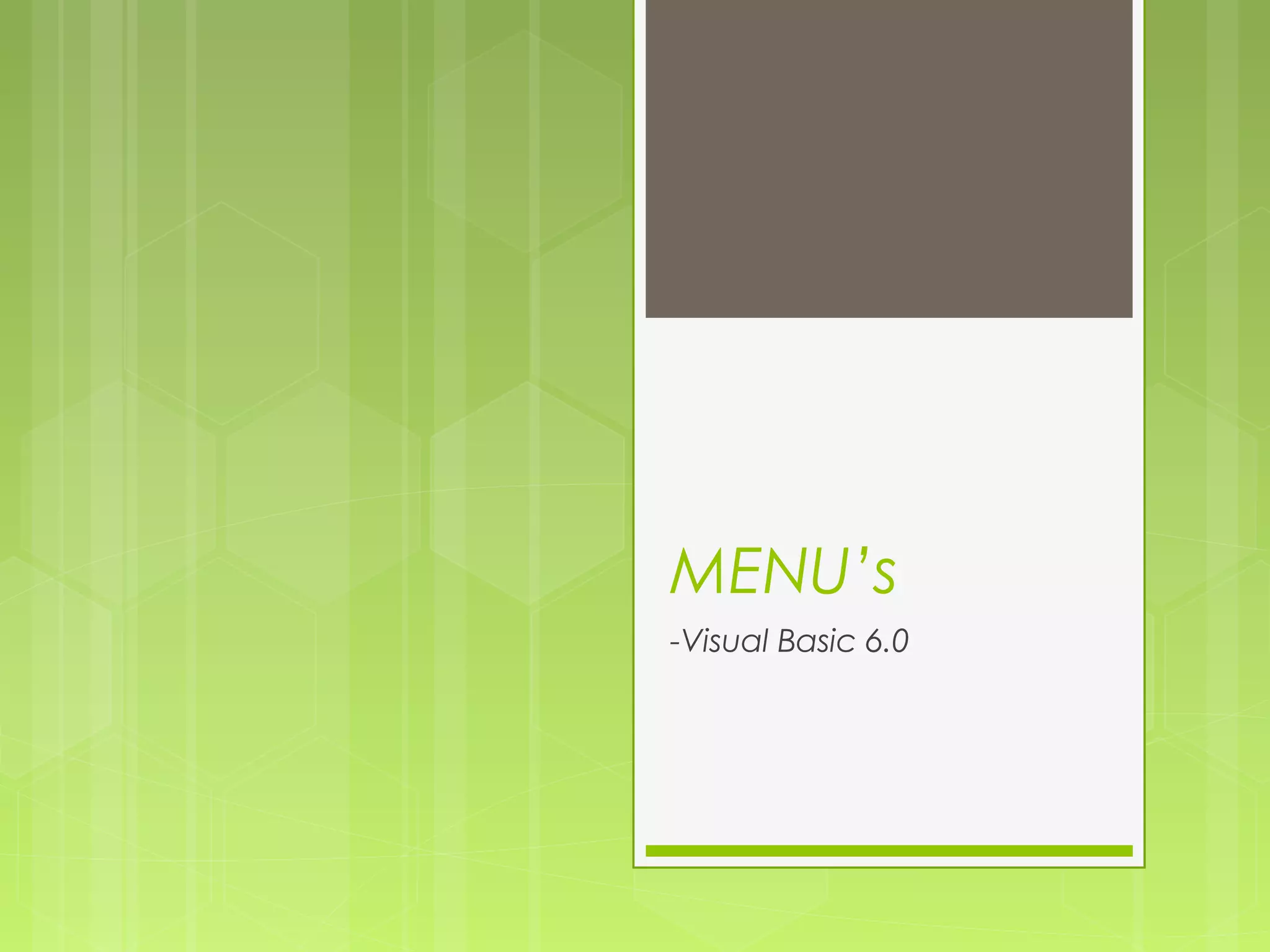 Visual Basic menu | PPT