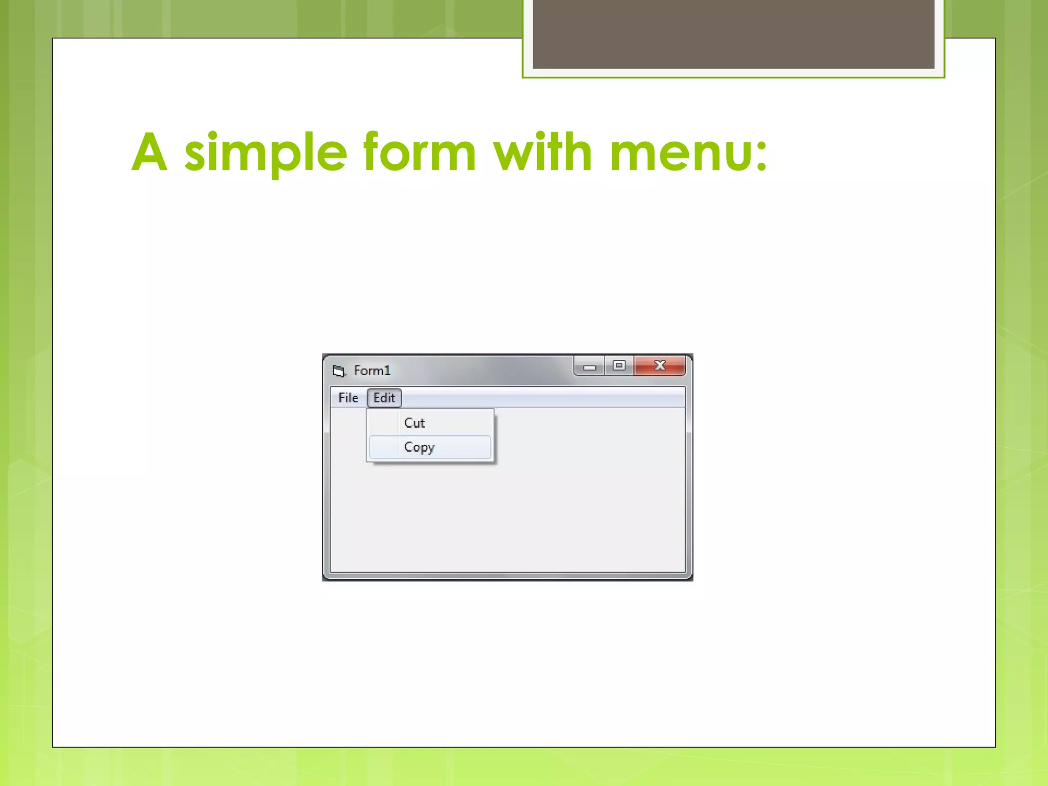 Visual Basic menu | PPT