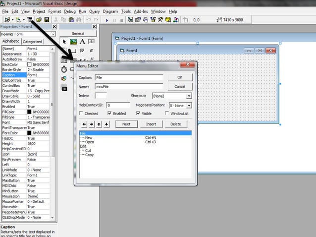 Visual Basic menu | PPT | Operating Systems | Computer Software and Applications