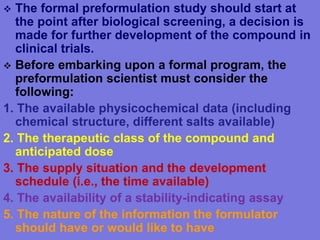 Seminar on Preformulation studies | PPTX
