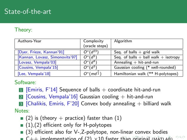 High-dimensional sampling and volume computation | PPT