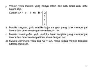 Kuliah_1 Matriks Matematika Ekonomi I | PPTX
