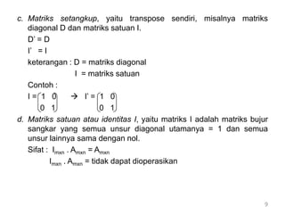 Kuliah_1 Matriks Matematika Ekonomi I | PPTX