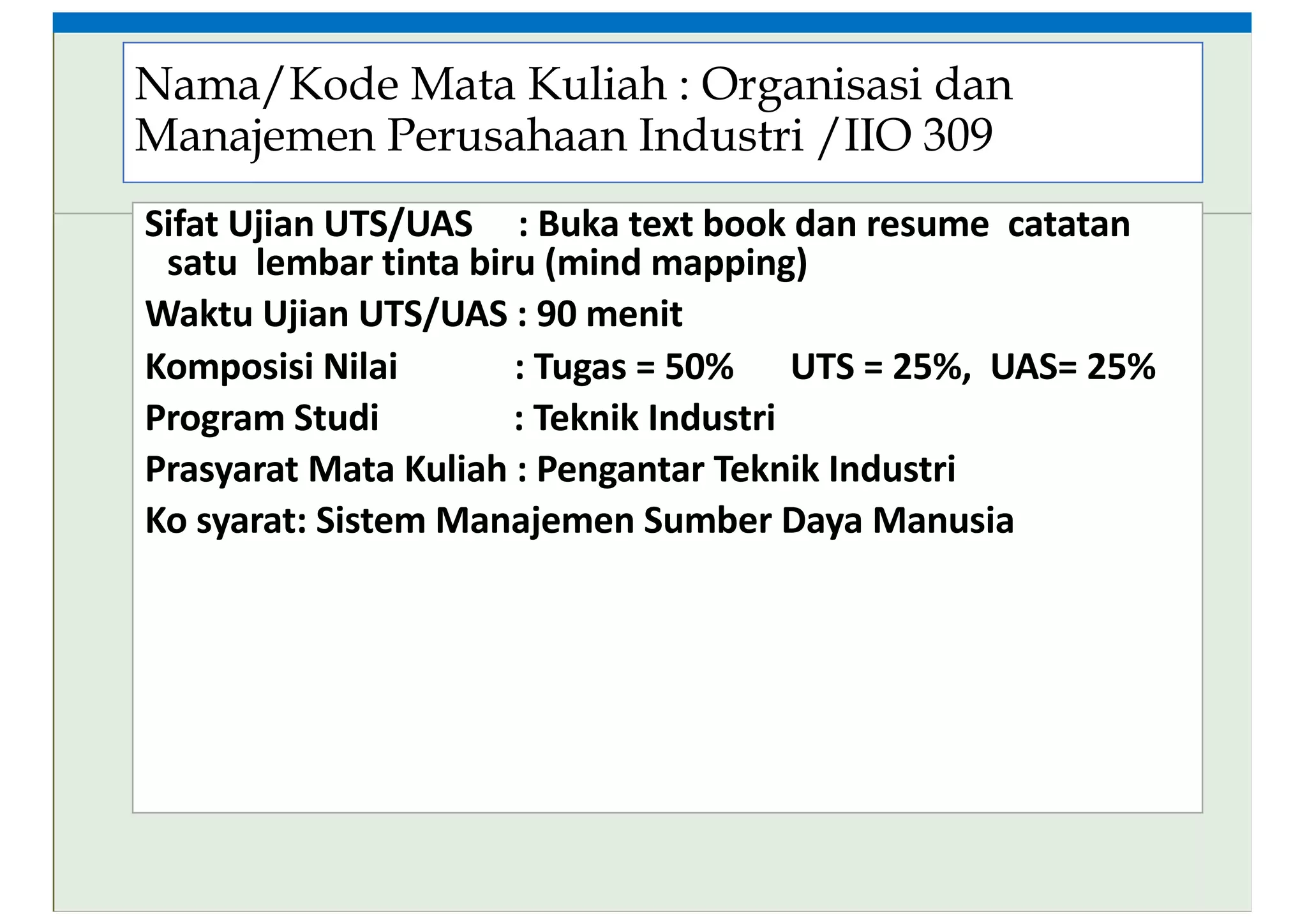 Organisasi dan Manajemen Perusahaan (Kuliah 1 OMPI) | PDF