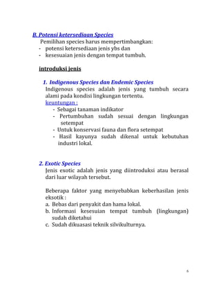 Pemilihan Jenis Pohon dan Kesesuaian Tapak | PDF