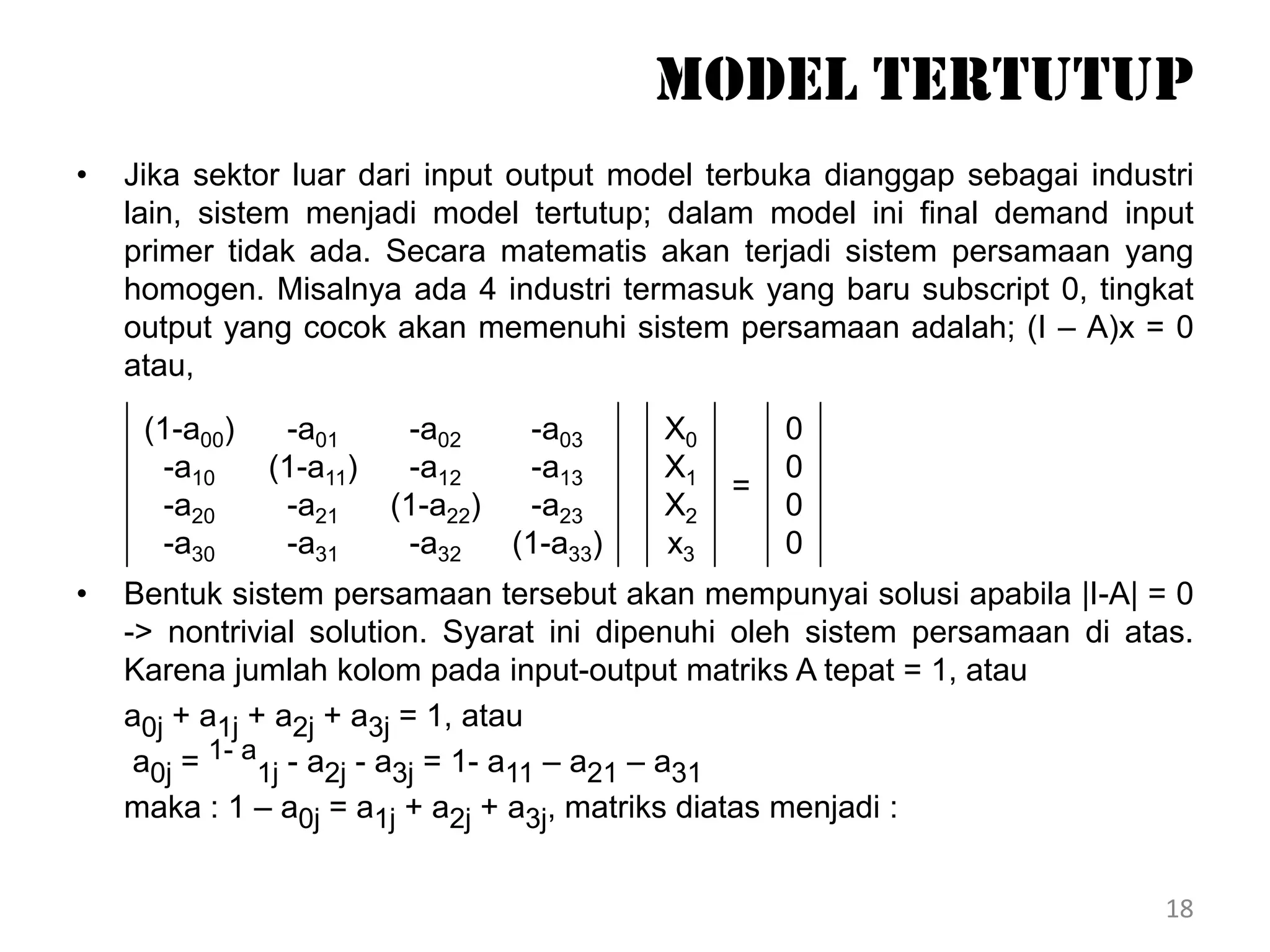 Kuliah 2 penerapan matriks dalam ekonomi | PPTX