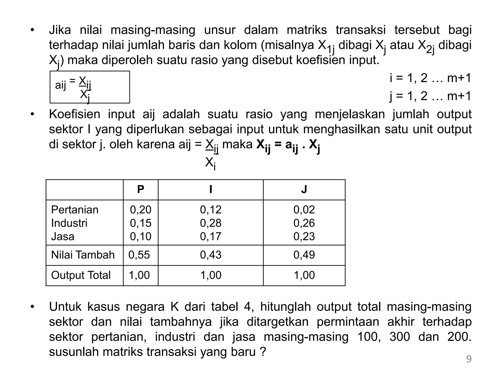 Kuliah 2 penerapan matriks dalam ekonomi | PPTX