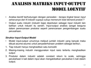 Kuliah 2 penerapan matriks dalam ekonomi | PPTX