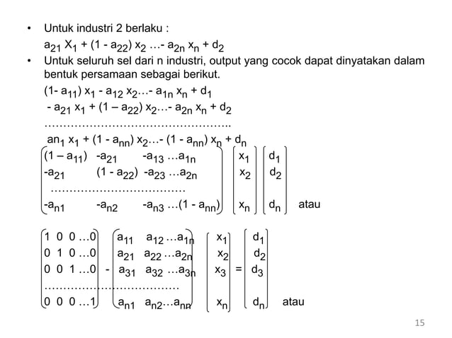 Kuliah 2 penerapan matriks dalam ekonomi | PPTX