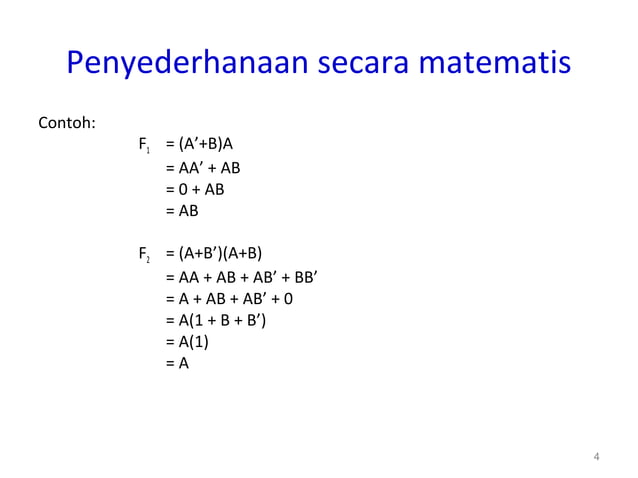 Penyederhanaan Fungsi Boolean | PPT