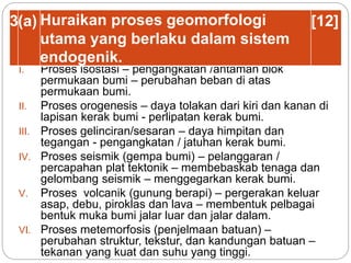 Kuliah 4 - PROSES GEOMORFOLOGI DAN KONFIGURASI BENTUK MUKA BUMI | PPTX