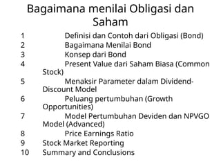Valuasi Bond n Stock (penilaian Surat Berharga) | PPTX