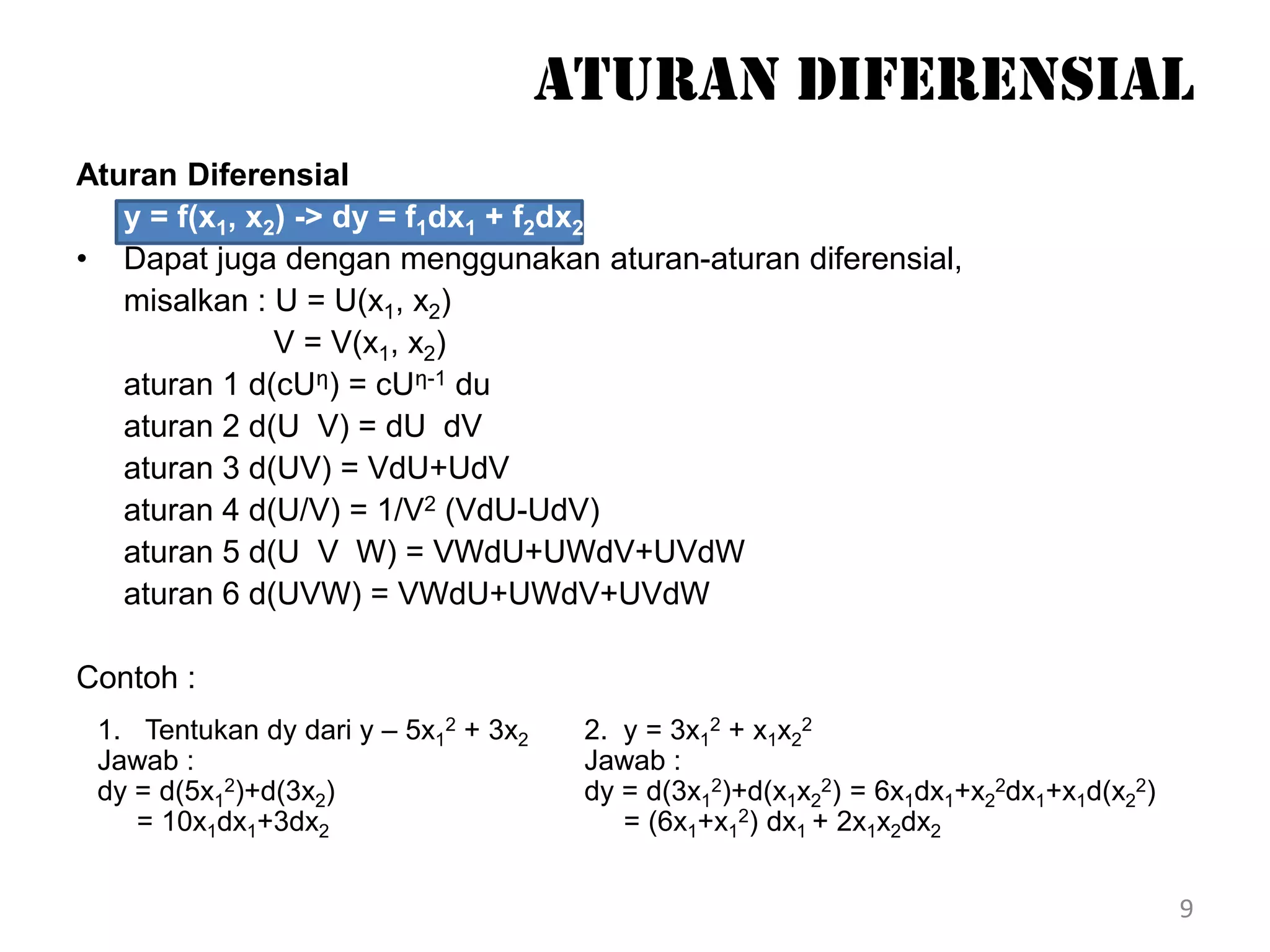 Kuliah 5 diferensial fungsi majemuk | PPTX