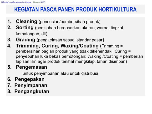 Pasca Panen Tanaman Hortikultura | PPTX