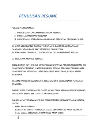 Kuliah etikombis pembuatan resume | DOCX
