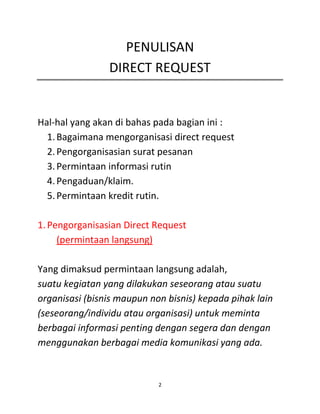 Kuliah komunikasi bisnis direct request | DOCX