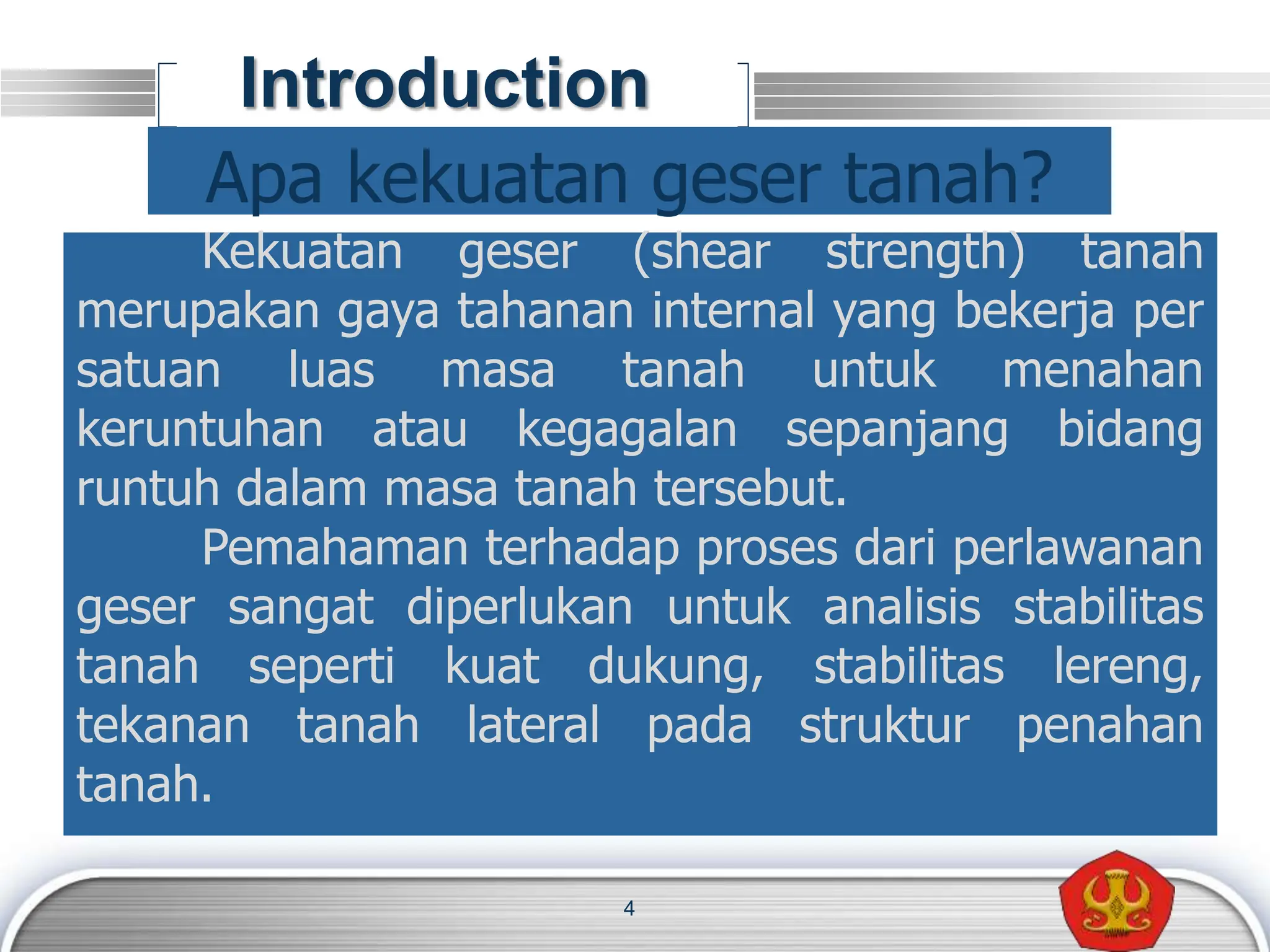 Kuliah Kuat Geser Tanah Pada Topik Mekanika Tanah | PPTX