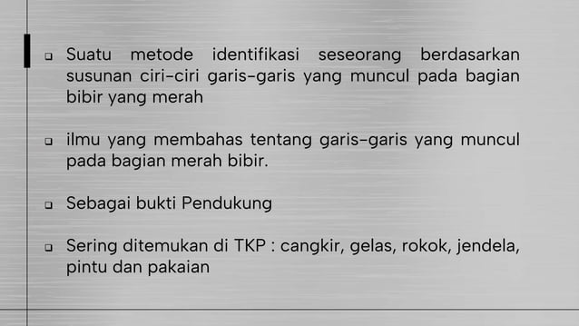Kuliah_Lip Print 2024 untuk mahasiswa kedokteran gigi | PPT Kuliah_Lip Print 2024 untuk mahasiswa kedokteran gigi | PPT