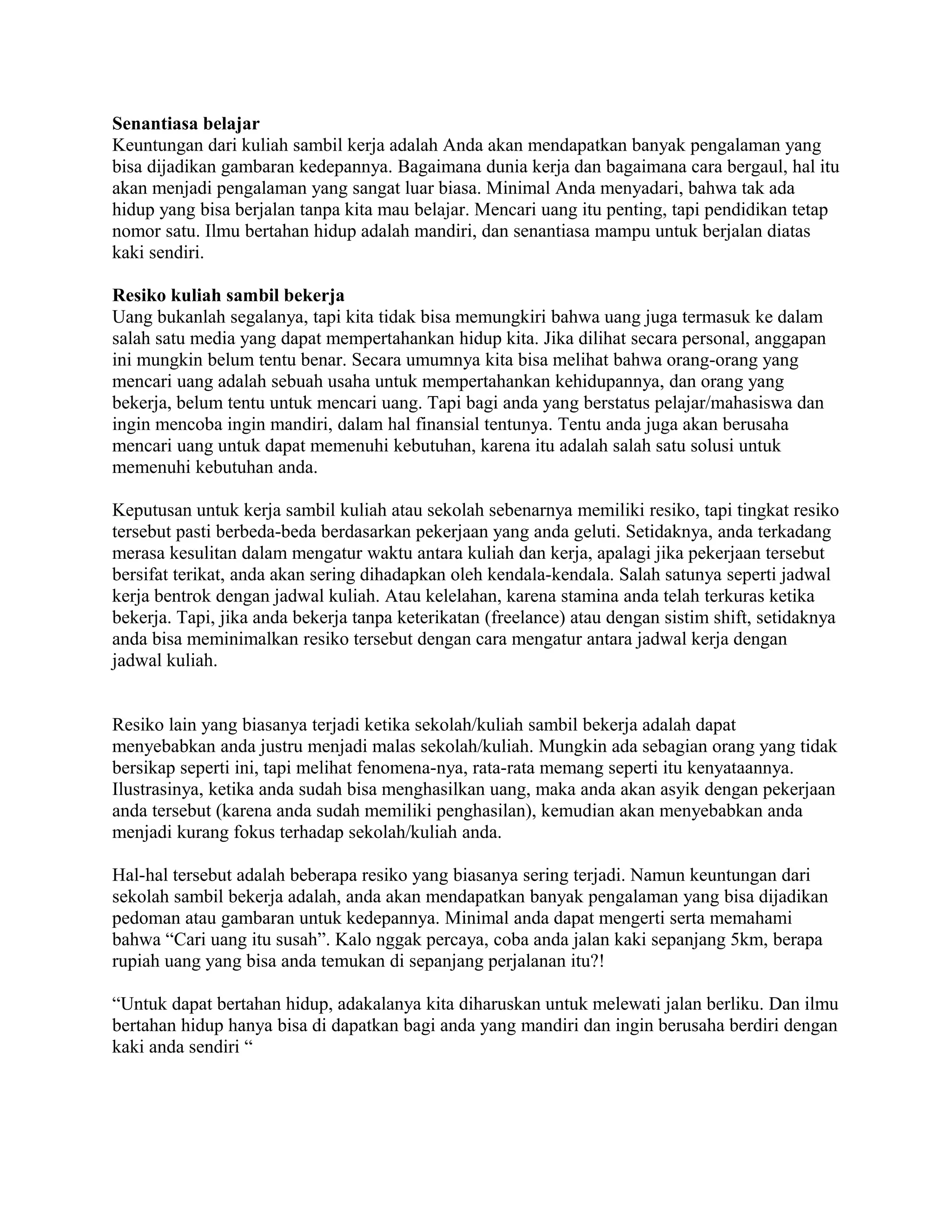 Kuliah sambil kerja | DOC