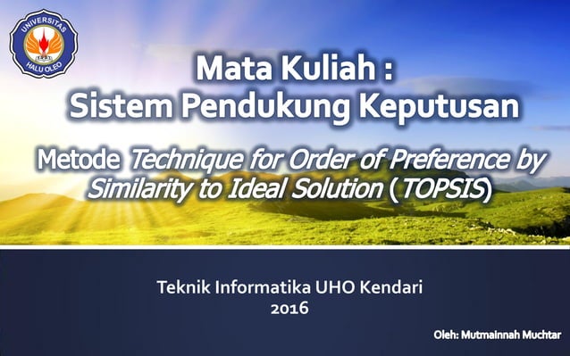 Kuliah SPK : Metode TOPSIS | PDF
