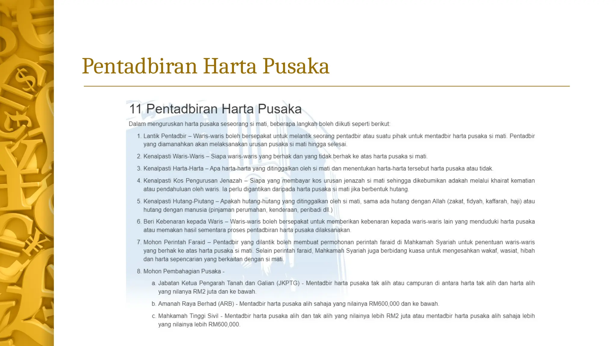 Faraidh - Pembahagian Harta Pusaka Menurut Islam | PPT