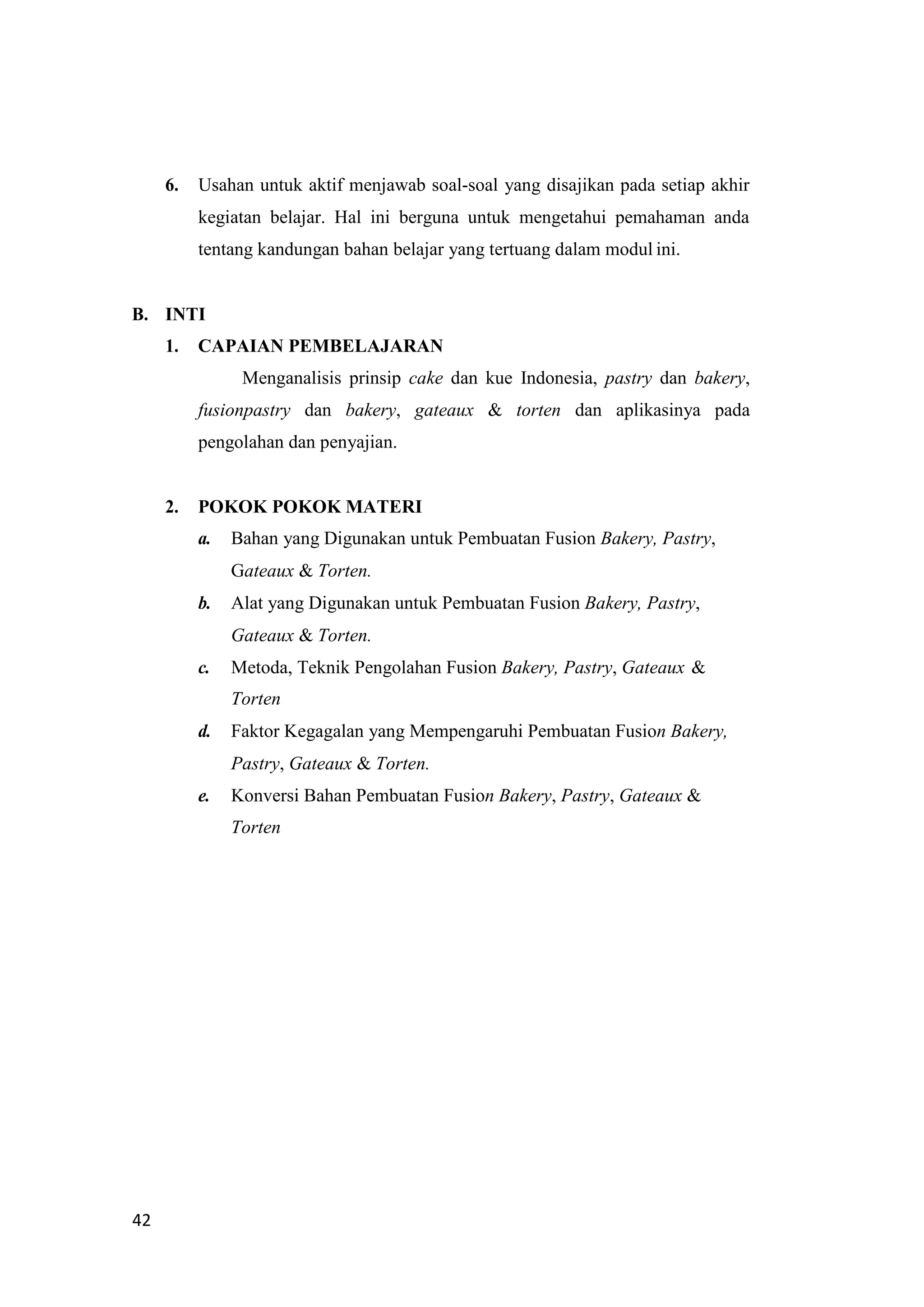 Kuliner modul 5 kb2 pengolahan fusion bakery dan pastry, gateaux, dan ...