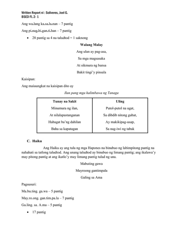 PAKSA: Panitikan sa Panahon ng Hapones: Tanaga at Haiku | PDF
