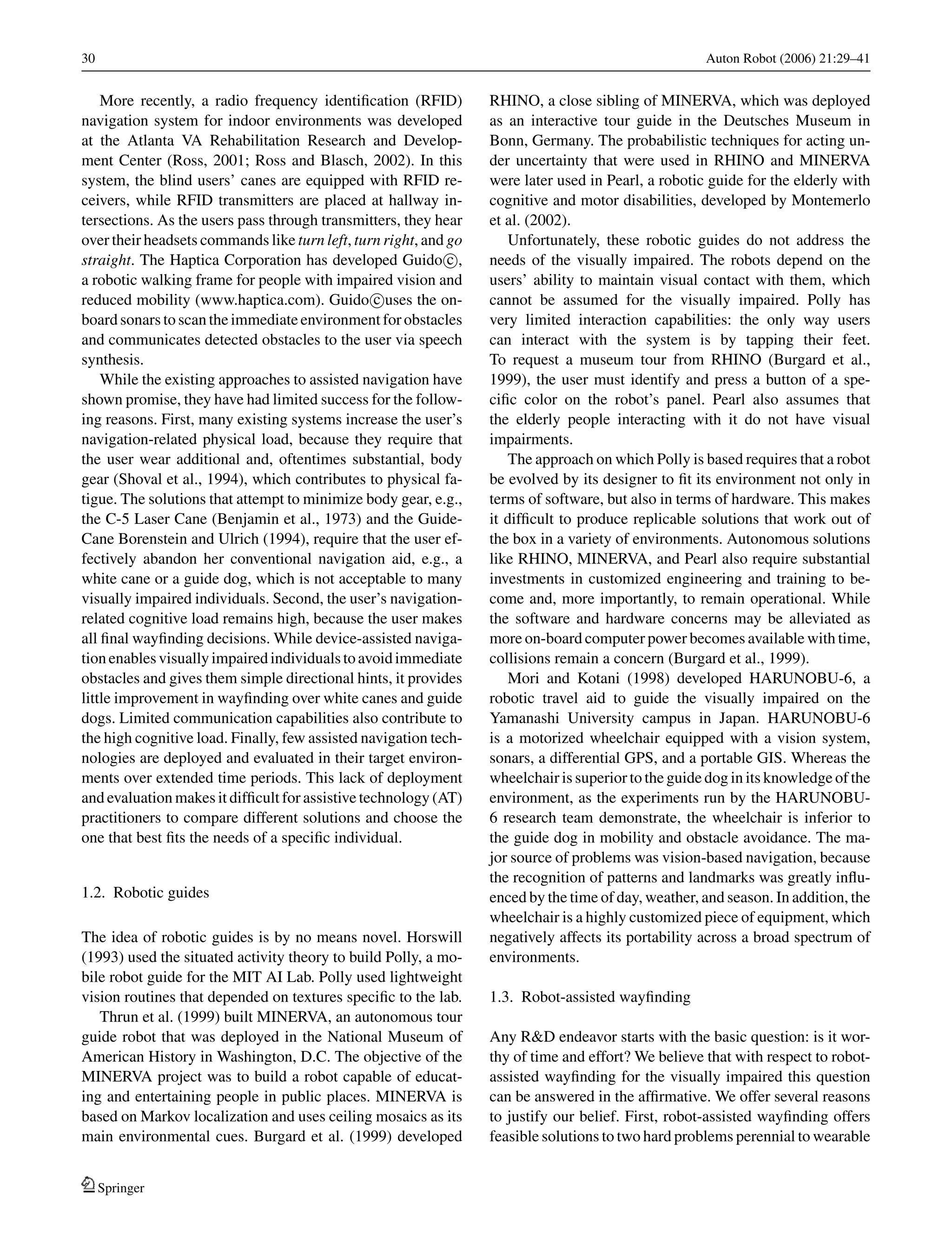 Robot-Assisted Wayfinding for the Visually Impaired in Structured ...