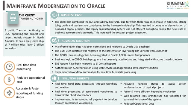 Legacy App Modernization Case Studies - Kumaran Systems | PPTX | Computer Software and ...