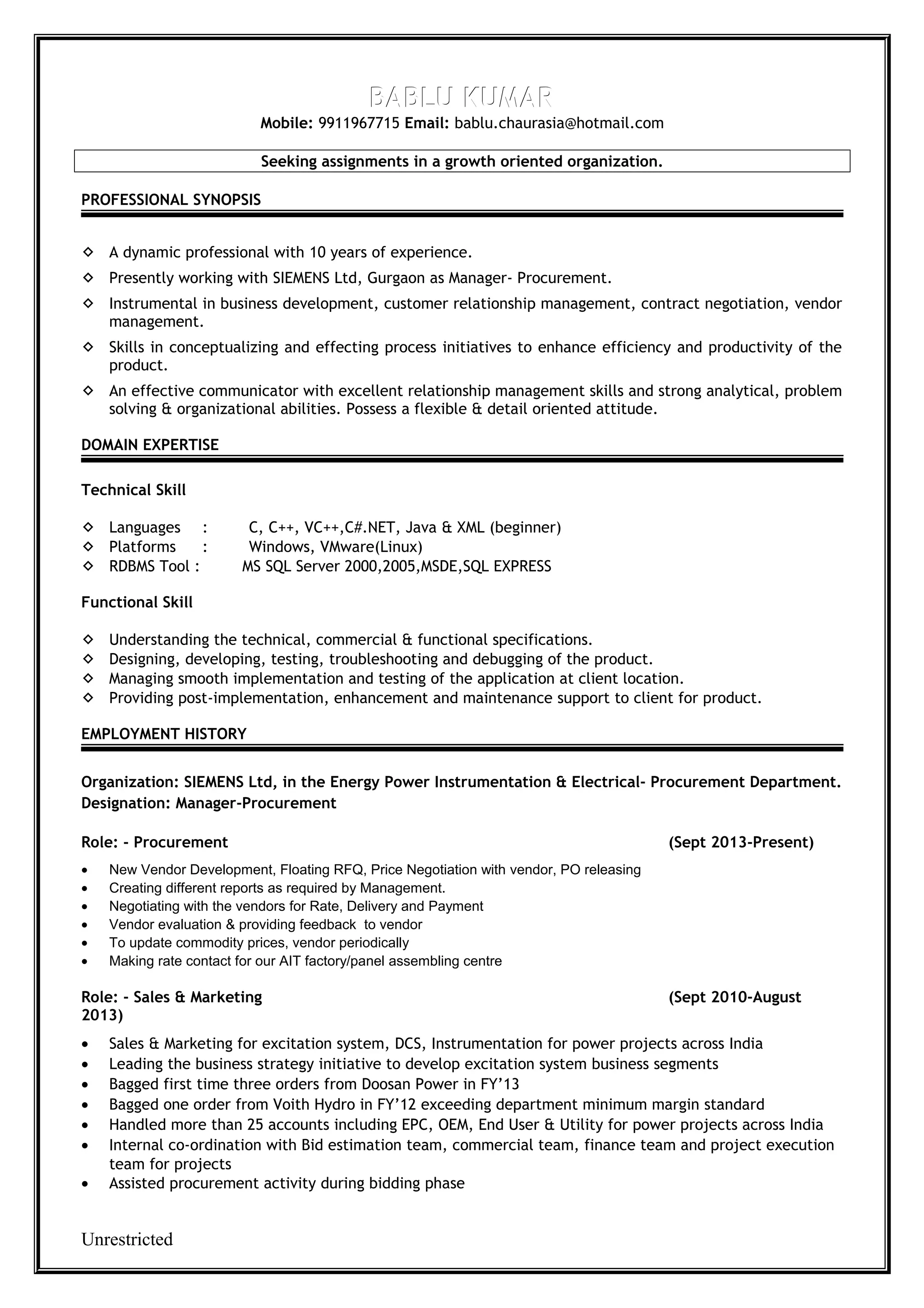 Kumar bablu resume_rev2 | PDF