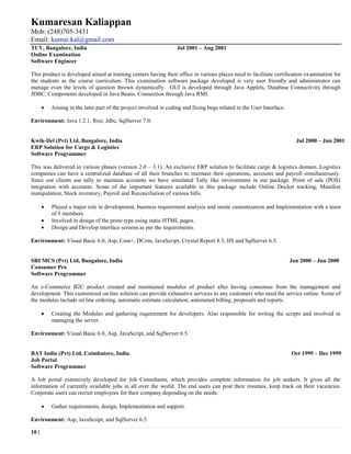 Kumaresan kaliappan resume | PDF