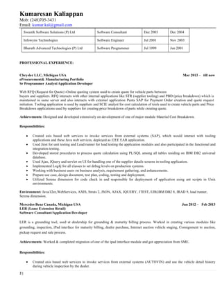 Kumaresan kaliappan resume | PDF