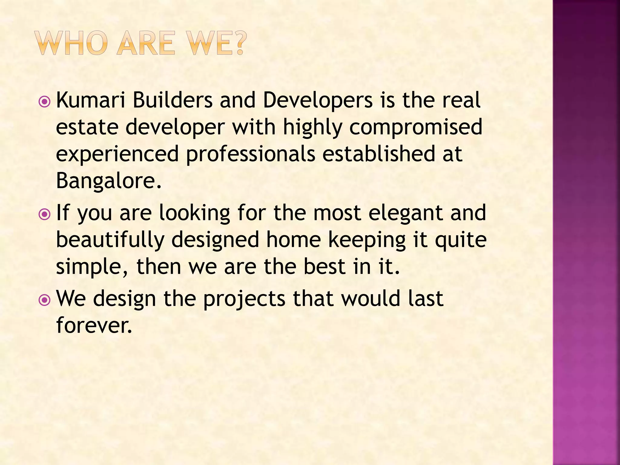 Kumari builders ppt | PPTX