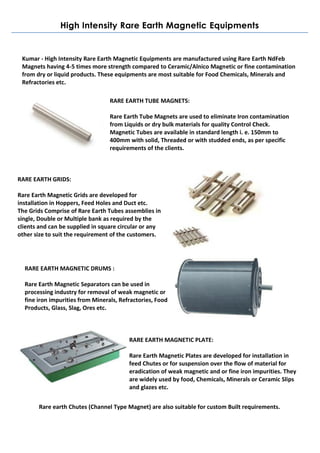 Single Drum type magnetic separator, Permanent magnetic separator | PDF