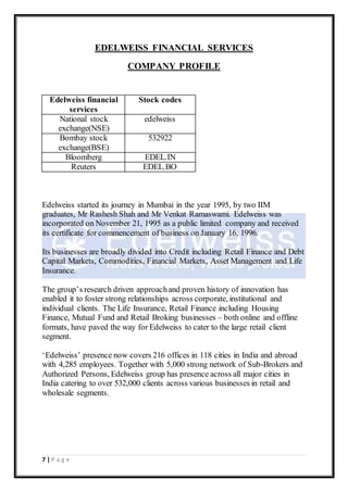 Edelweiss final report financial services | DOCX