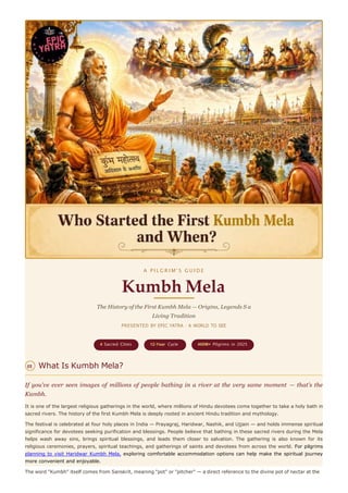 The Kumbh Mela: History, Spiritual Significance, and Celebration Cycle ...