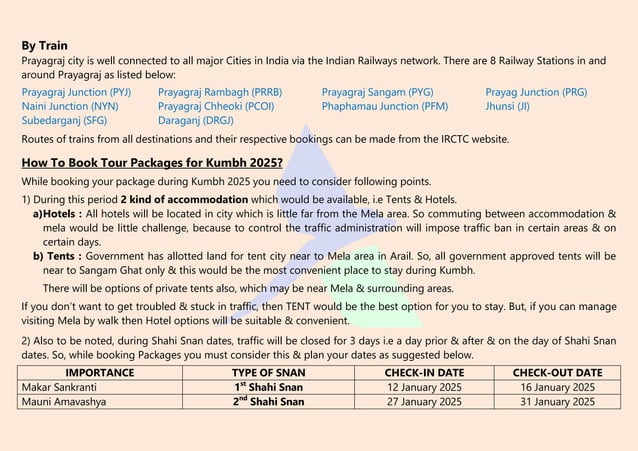 Maha Kumbh Mela Prayagraj 2025 Tour Packages | PDF