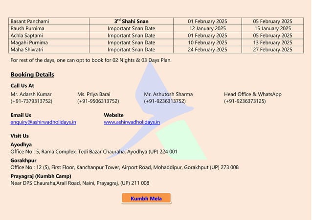 Maha Kumbh Mela Prayagraj 2025 Tour Packages | PDF