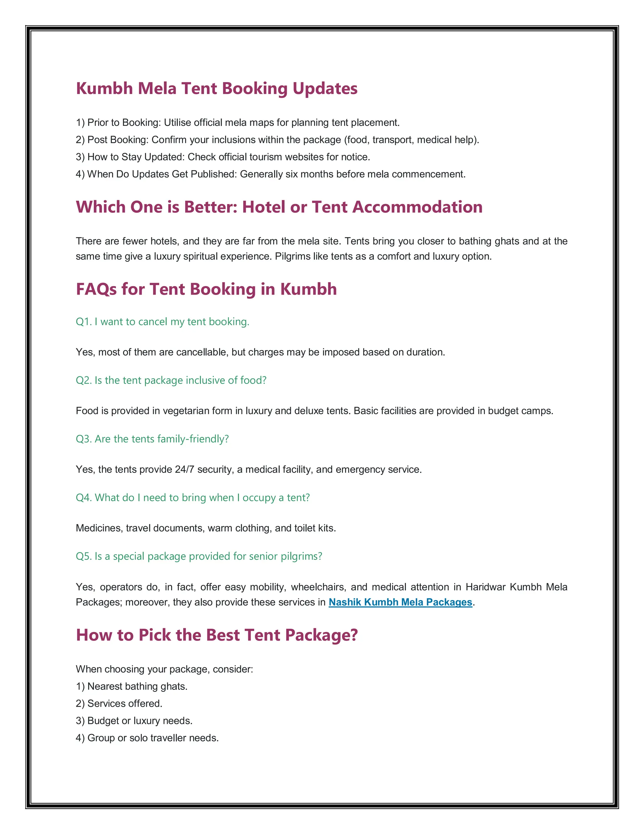 Kumbh Tent Booking FAQs Answered. pdf | PDF