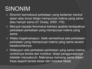 BMM 3112 - makna leksikal bm | PPTX