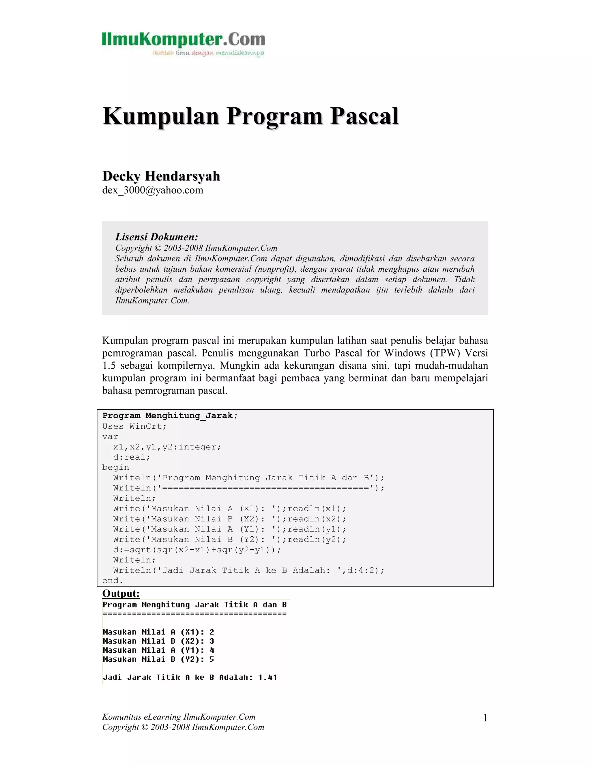 Kumpulan contoh-program-pascal-121209073936-phpapp01 | PDF