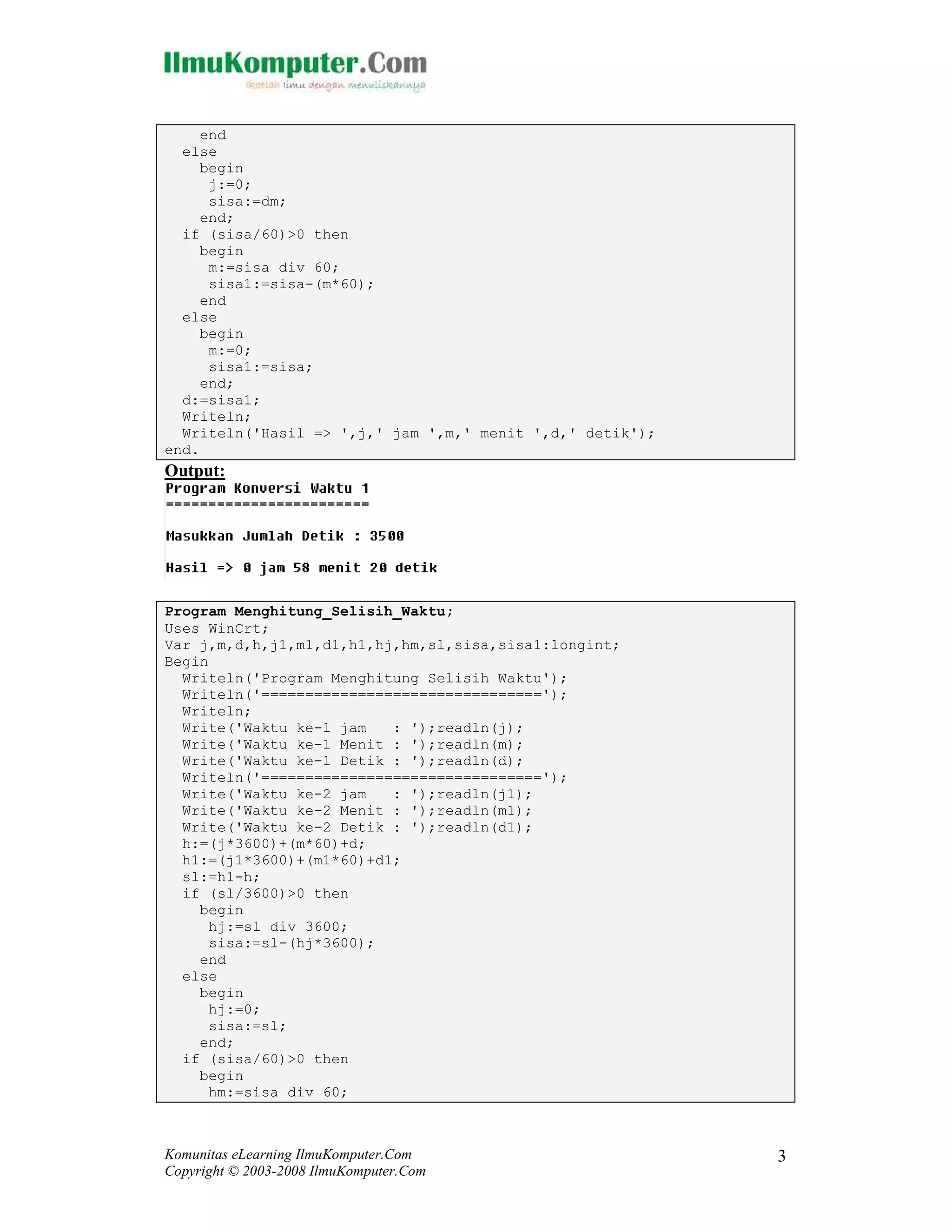 Kumpulan contoh-program-pascal | PDF | Programming Languages | Computing